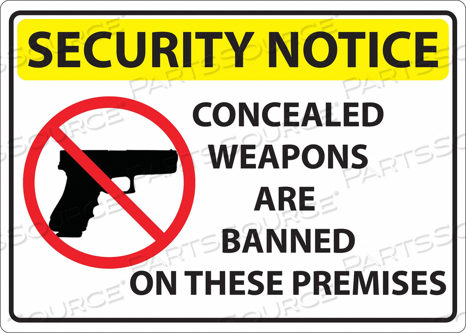 2819 ZING Green Safety Products CONCEALED CARRY SIGN TEXT AND SYMBOL ...