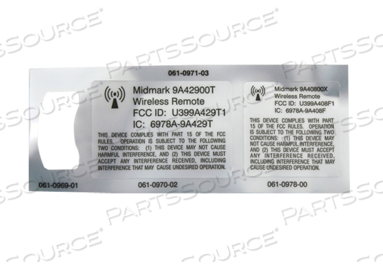 002-1076-03 Midmark Corp. WIRELESS HAND CONTROL, 625 SCALE ...