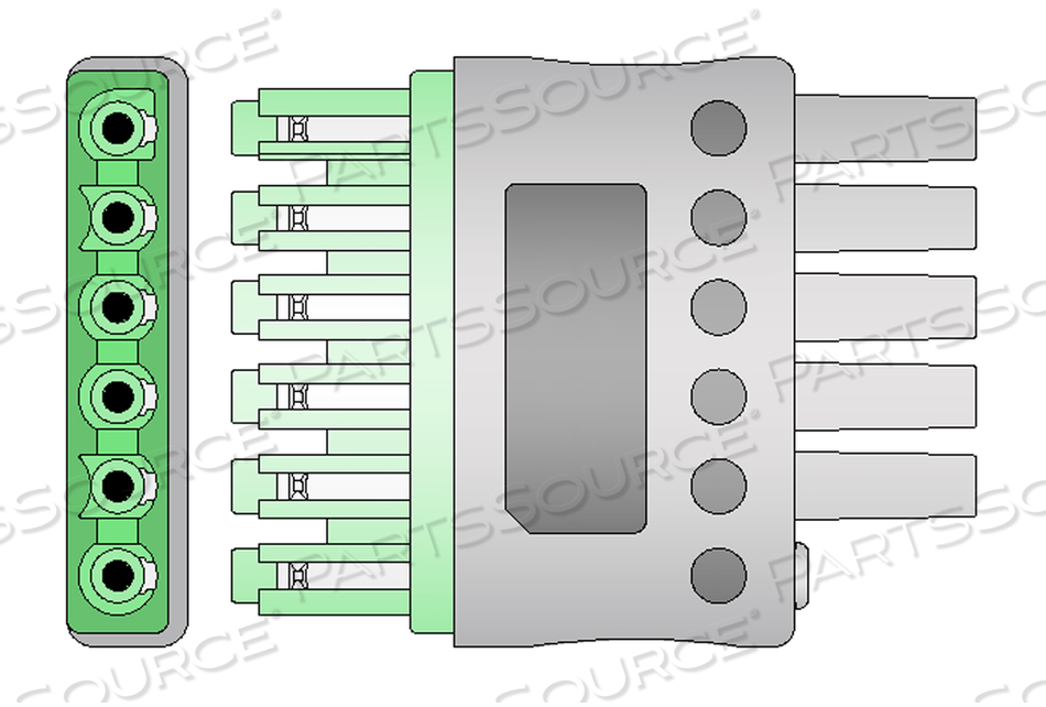 MP03404 Draeger Inc. 5 LEAD DIN-STYLE ECG LEADWIRE : PartsSource ...