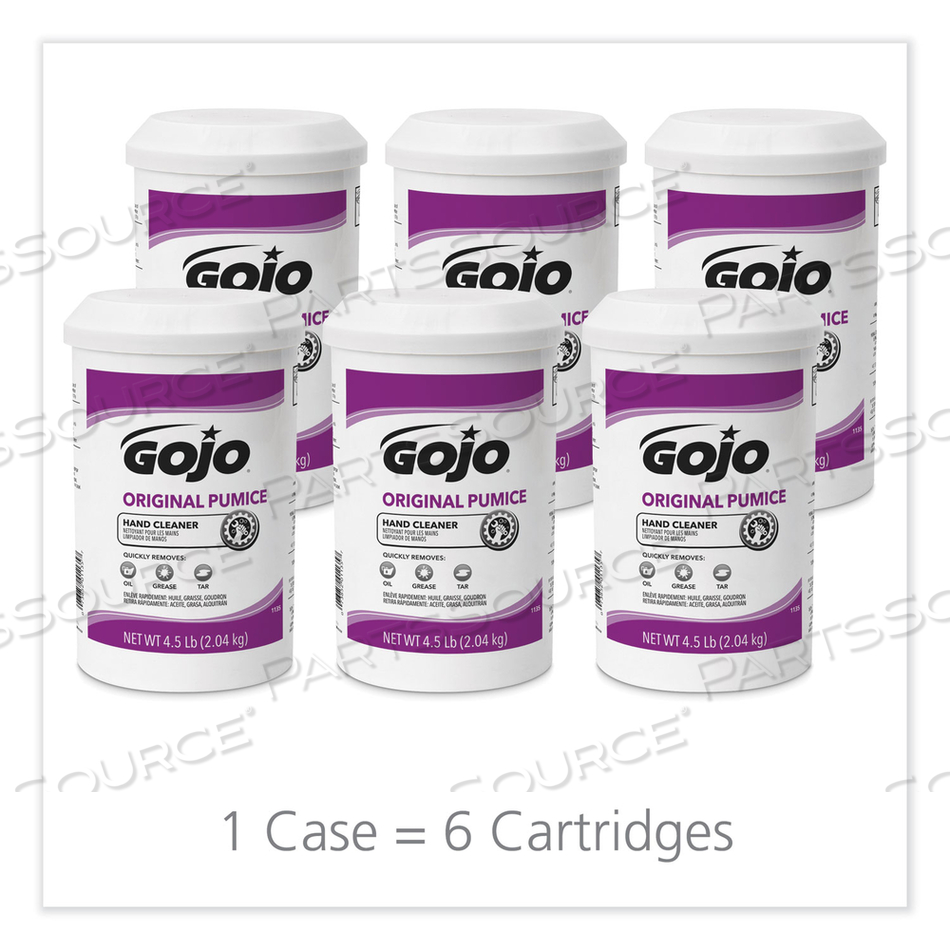 1135-06 Gojo ORIGINAL PUMICE HAND CLEANER, LEMON, 4.5 LB CARTRIDGE, 6 ...